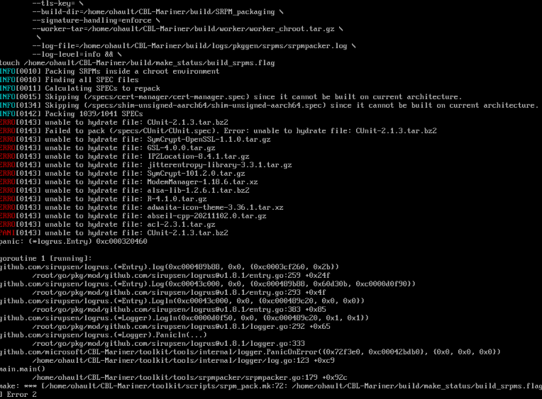 Error When Trying To Make An Image A Cbl Mariner 2 0 From Cbl Mariner 2 0 · Issue 3196