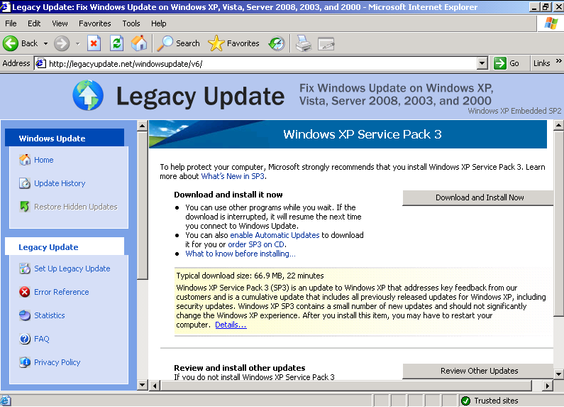 Detect and install XP Embedded service packs in Legacy Update setup ...