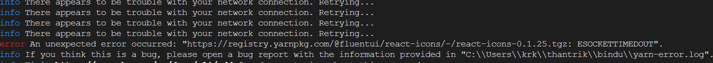 Yarn install fluent package giving ESOCKETTIMEDOUT · Issue #13546 · microsoft/fluentui · GitHub