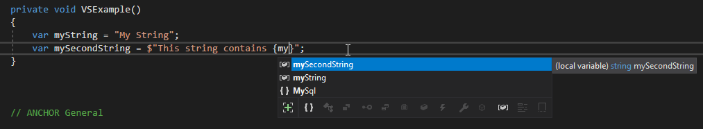 $"Hello {myV...}" isn't suggested. · Issue #125477 · microsoft/vscode ...