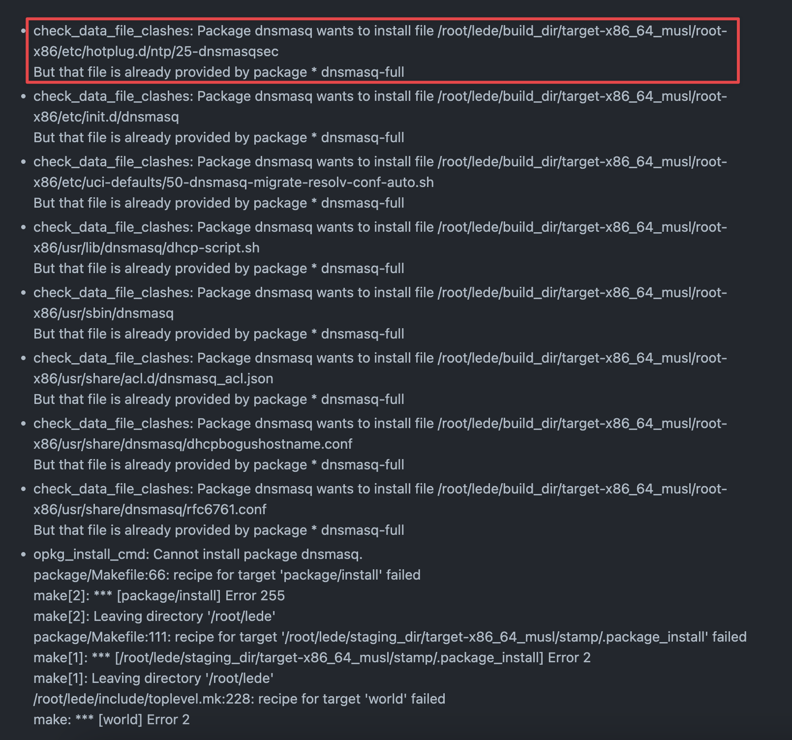 package/Makefile:111: recipe for target '/root/lede/staging_dir/target-x86_64_musl/stamp ...