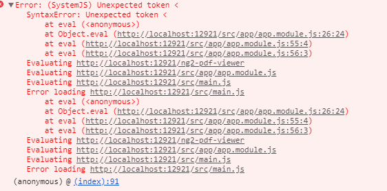 (SystemJS) Unexpected token