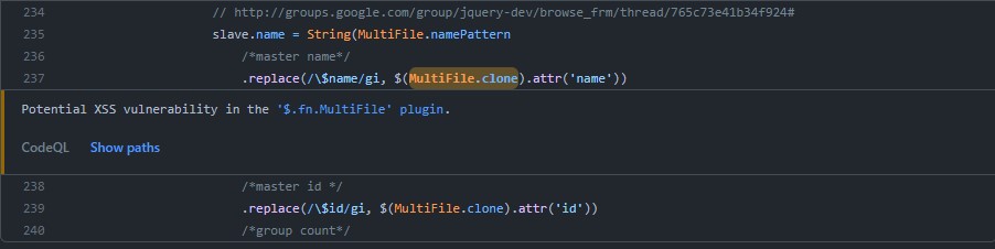 Unsafe jQuery plugin CodeQl alerts · Issue #109 · fyneworks/multifile · GitHub