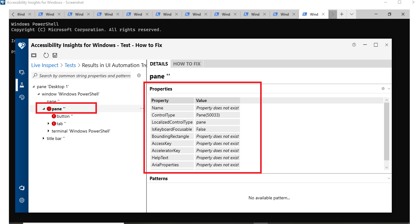[Usable - Windows Powershell]: An onscreen element must not have a null BoundingRectangle ...