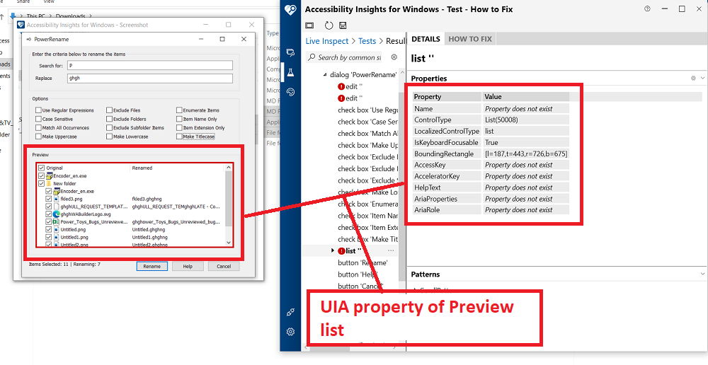 [Programmatic Issue: PowerRename]: Incorrect role is defined for 'Create new Size', Delete and ...