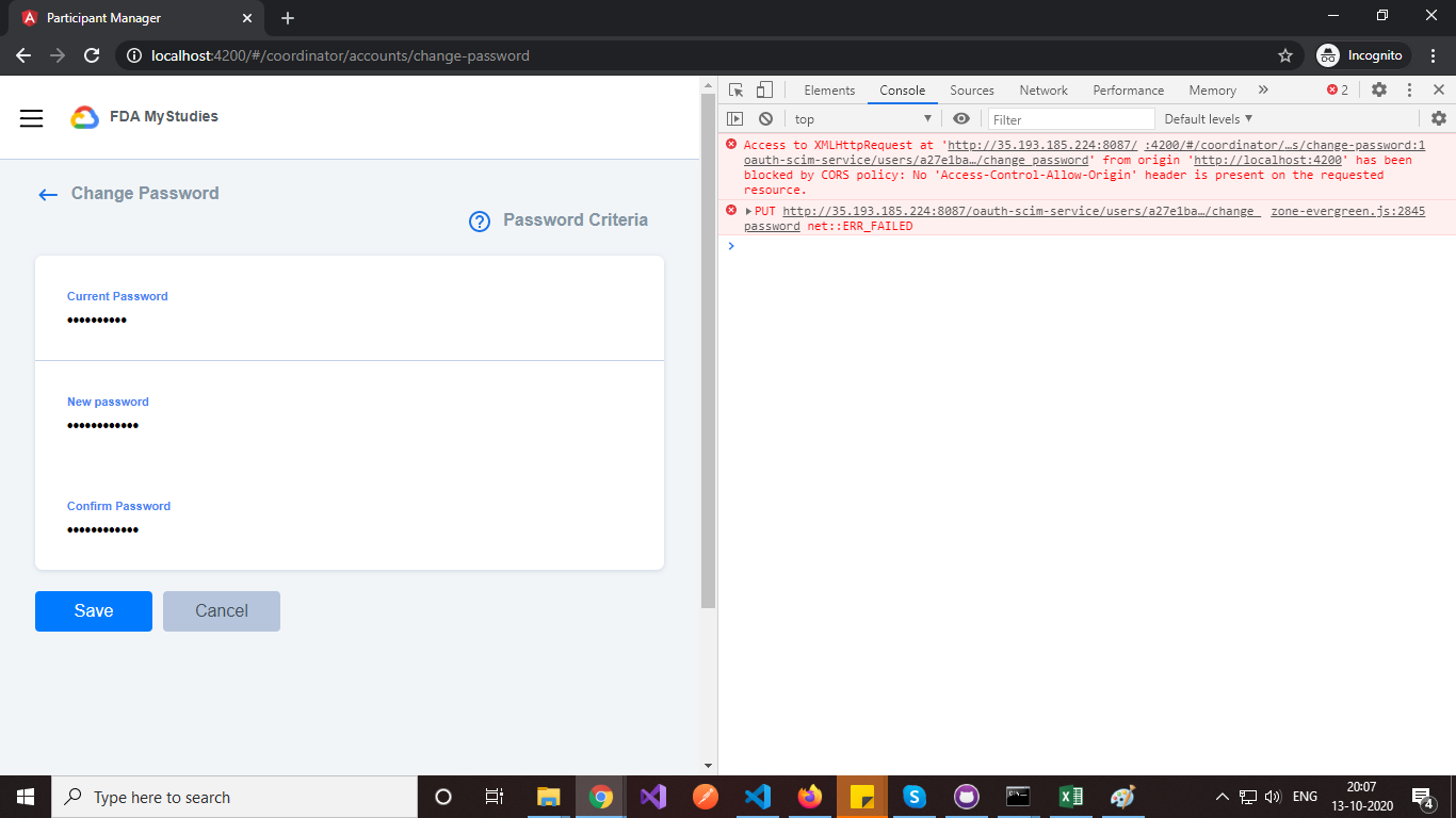 My account > Change Password > Enter valid inputs into all the fields > Click on Save button ...