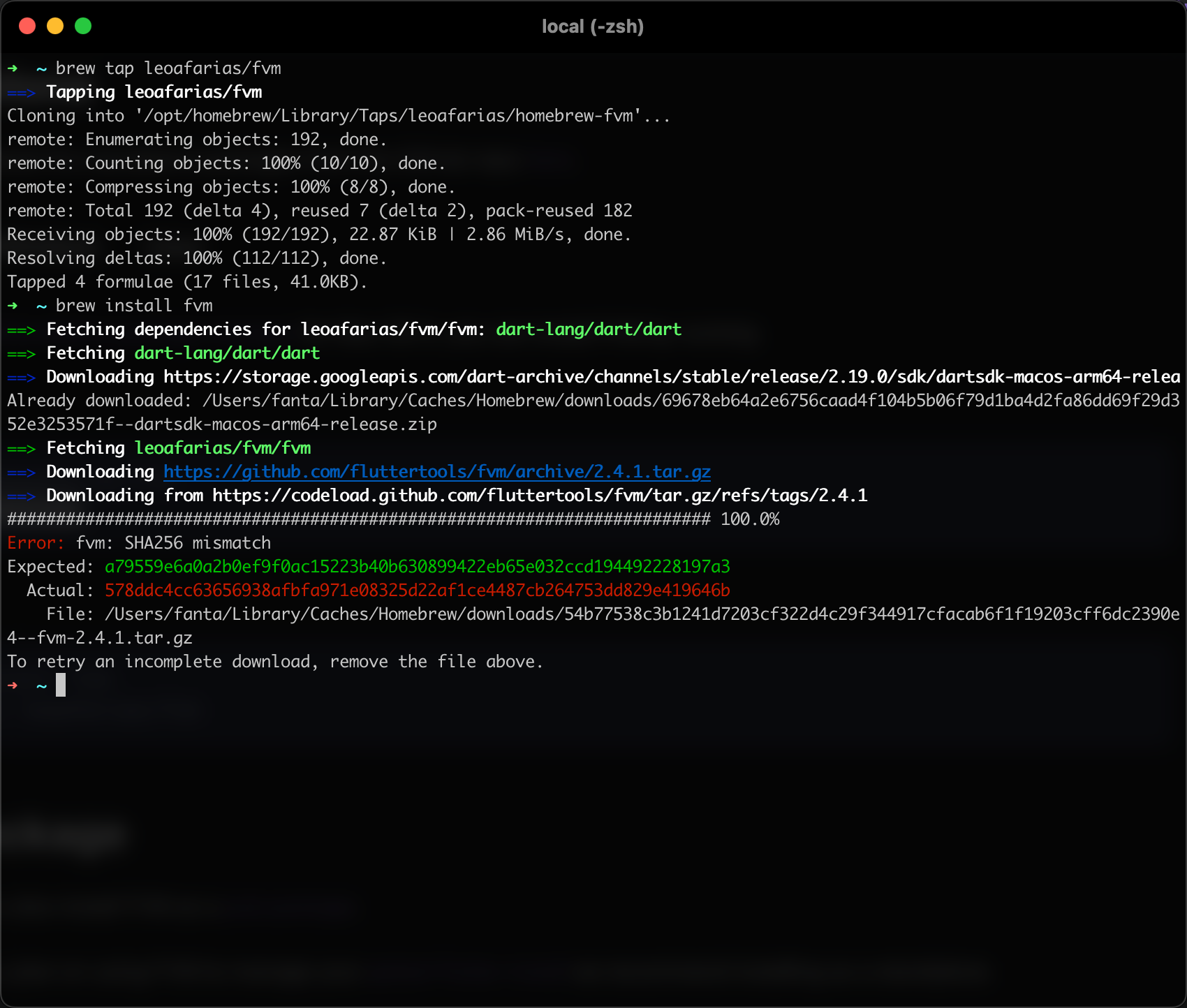 [BUG] SHA256 error when install by brew · Issue #496 · leoafarias/fvm · GitHub