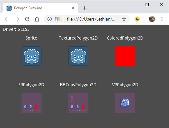 Polygon drawing doesn't work on javascript target using GLES2 driver ...