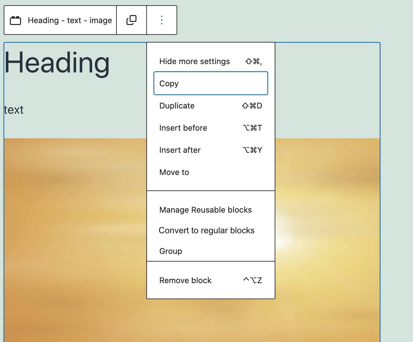 Reusable block: Add "Convert to regular blocks" in the ellipsis drop down. · Issue #32217 ...