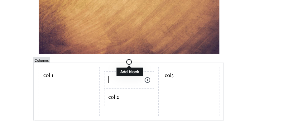 Image block + columns block makes it difficult to add new block in ...