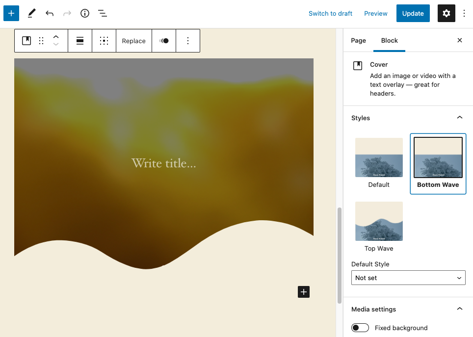Cover Block Wave Styles Cover Up Text · Issue 25866 · Wordpressgutenberg · Github