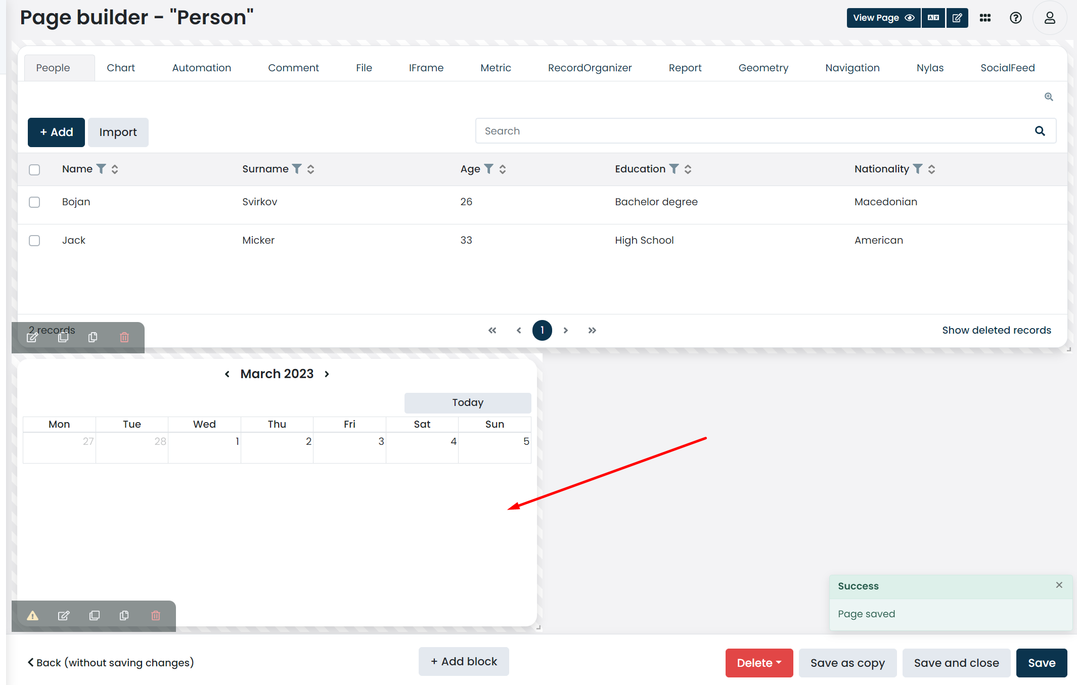 Calendar not shown on page builder when it is combined with tabs block ...