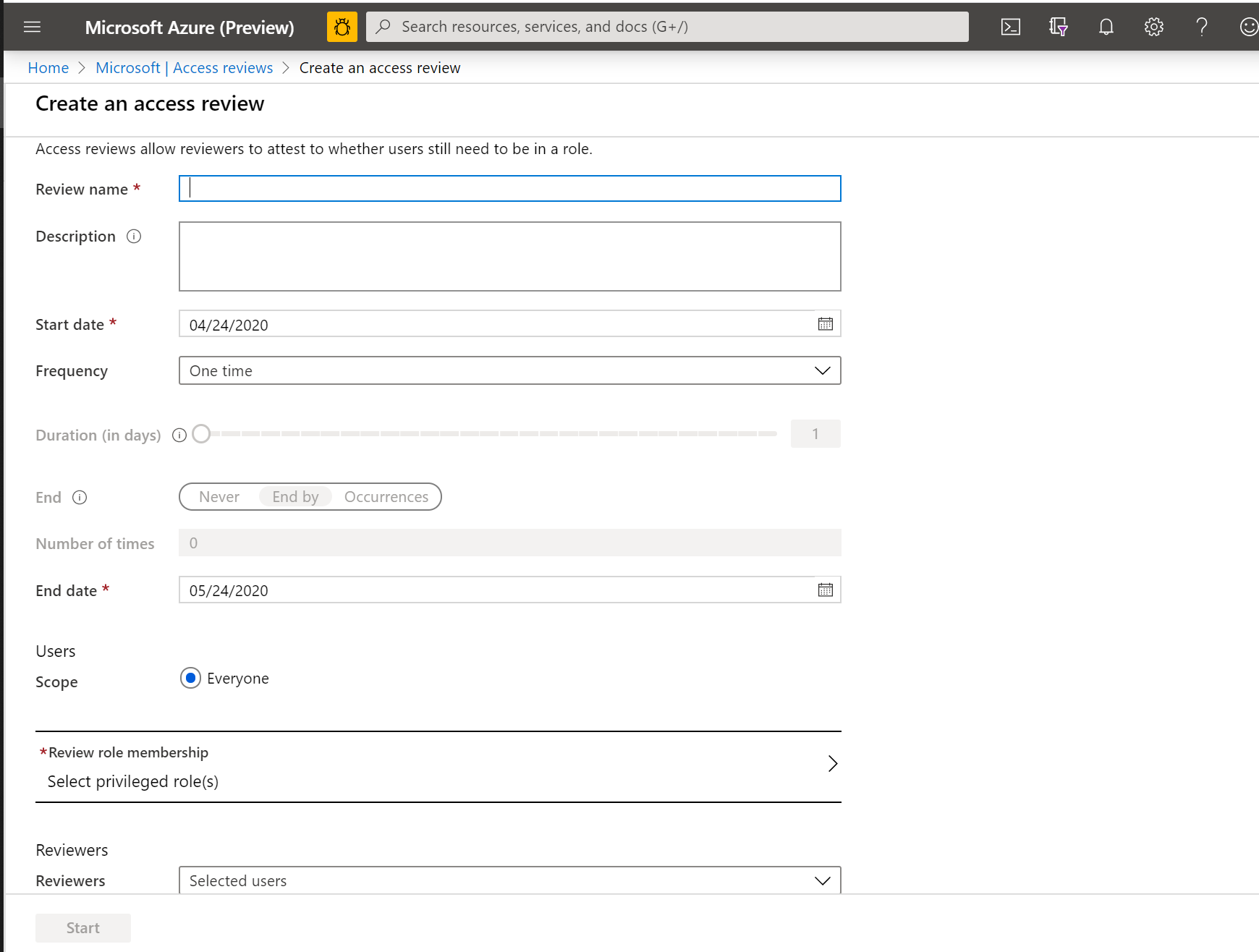 Screenshots Are Outdates There Is No Options To Choose Ad Role Access Review · Issue 53028 