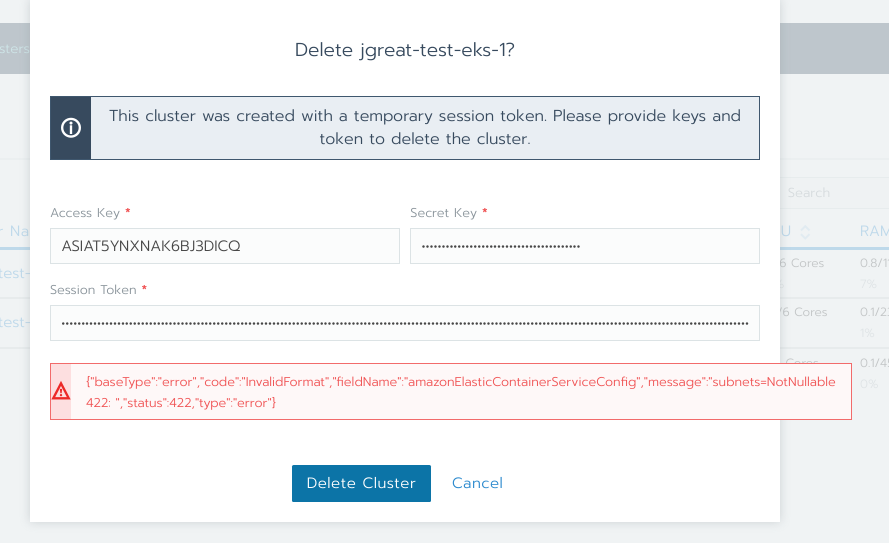 Eks Cluster Delete Failing · Issue 18183 · Rancherrancher · Github