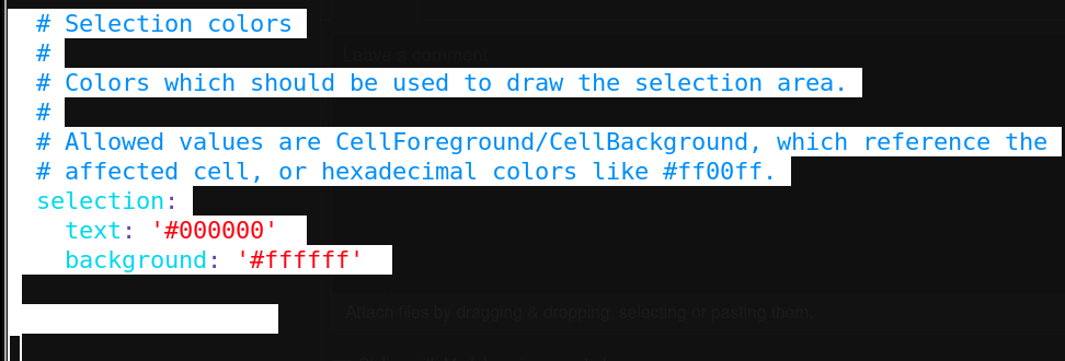 Text selection in vim does not use selection colors · Issue #5549 ...