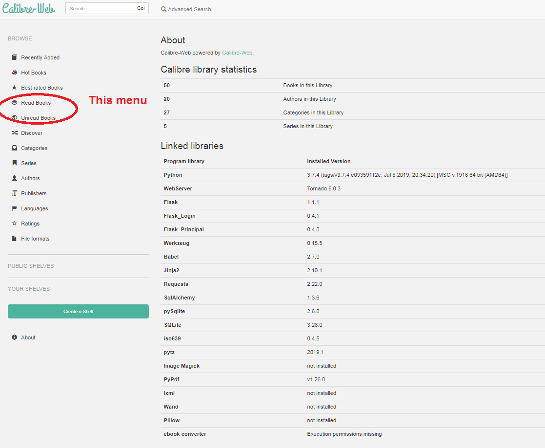 I do not see read books in the Read Books menu in Calibre-Web · Issue #971 · janeczku/calibre ...