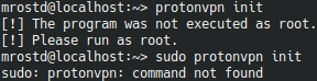 [BUG] The protonvpn command for sudo was not detected · Issue #140 · Rafficer/linux-cli ...