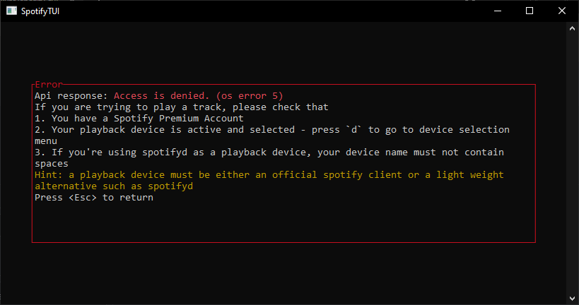 "Api response: Access is denied. (os error 5)" on device selection · Issue #881 · Rigellute ...
