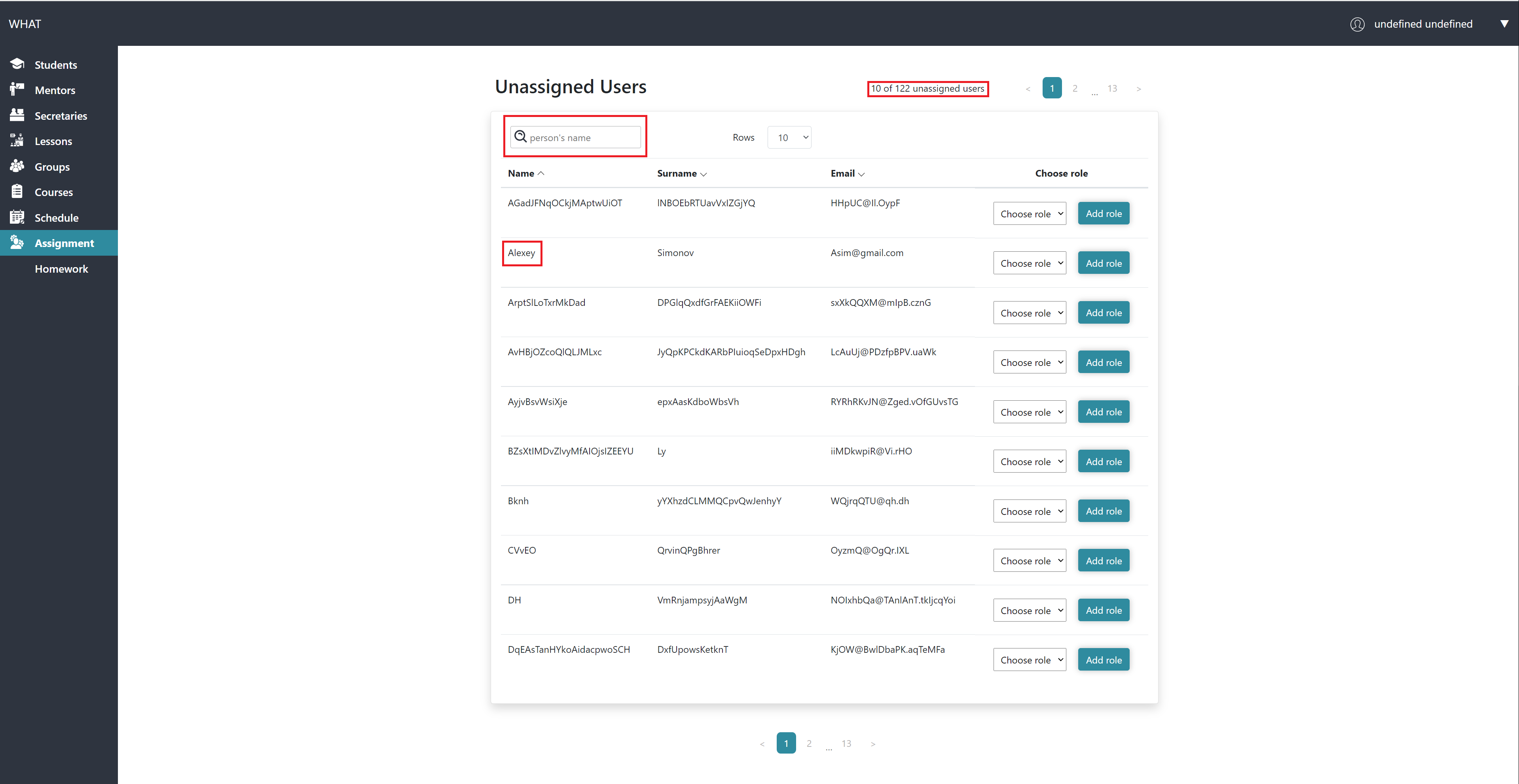 [Unassigned Users] Searching by Name is not displayed existing ...