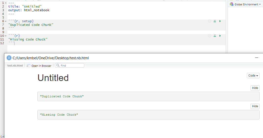 Notebook preview: Duplicated chunk when using a comma in the setup chunk · Issue #1540 · rstudio ...