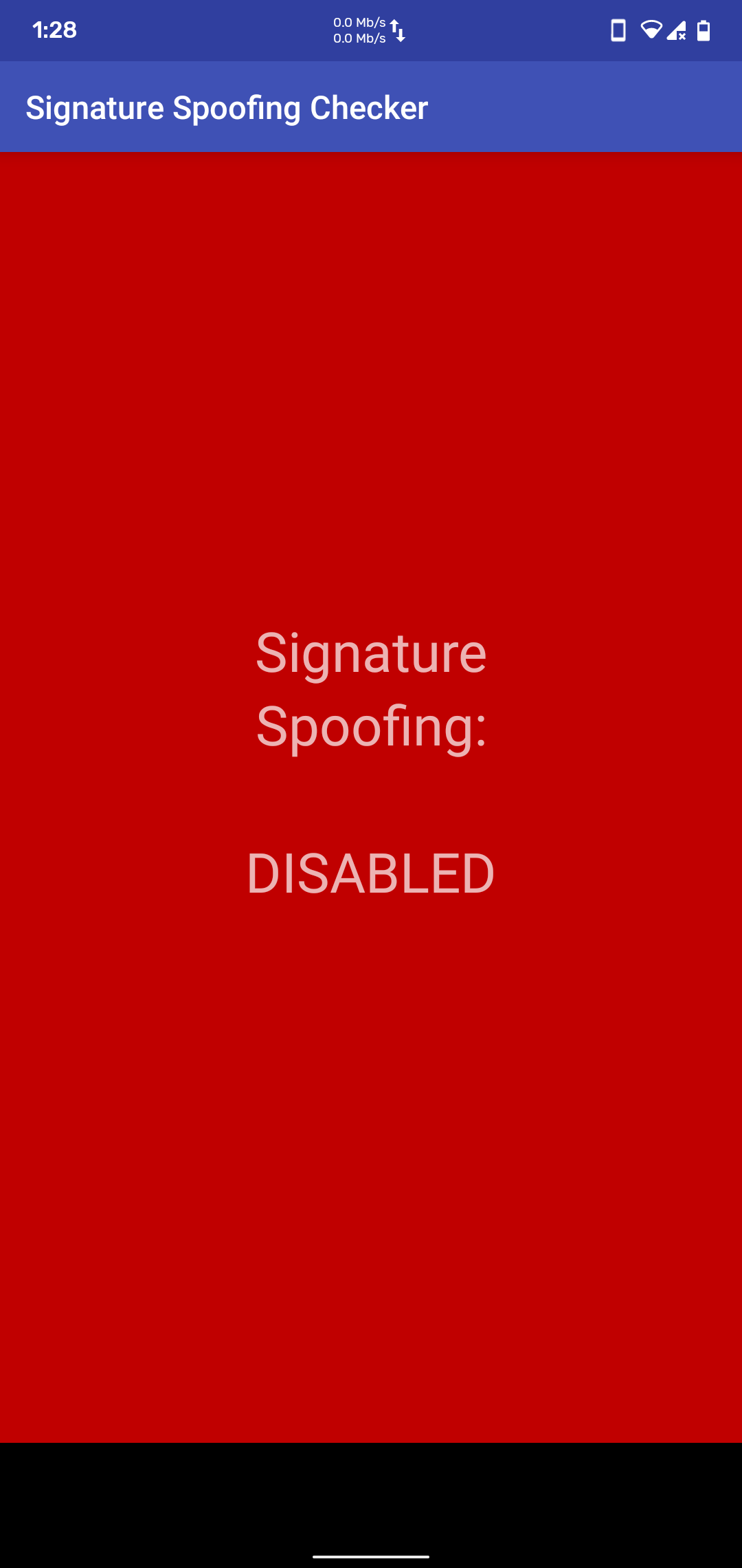 Signature Spoofing Checker android app keep showing DISABLED. · Issue ...