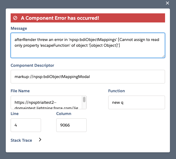 Advanced Mapping Component Error in Sandbox · Issue #4912 · SalesforceFoundation/NPSP · GitHub