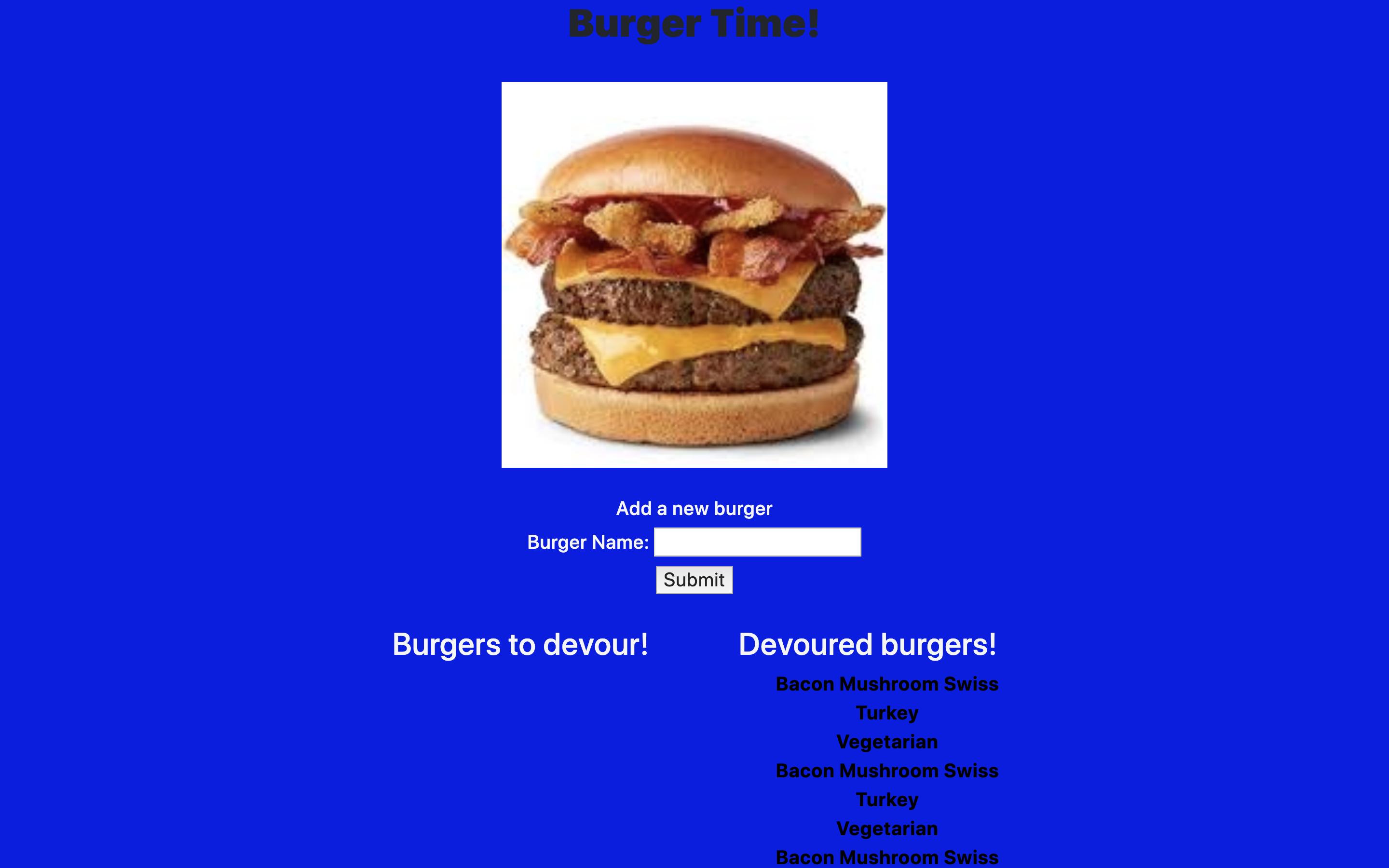 GitHub - Mstarr85/burger: Burger logger with MySQL, Node, Express, Handlebars and an ORM.