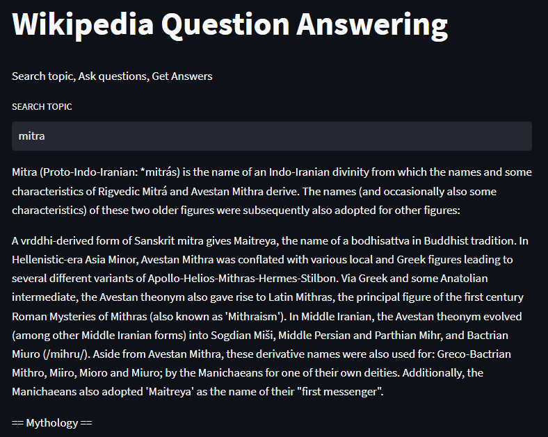GitHub - mitramir55/QA_app: An app that scrapes articles from Wikipedia and finds answers to ...