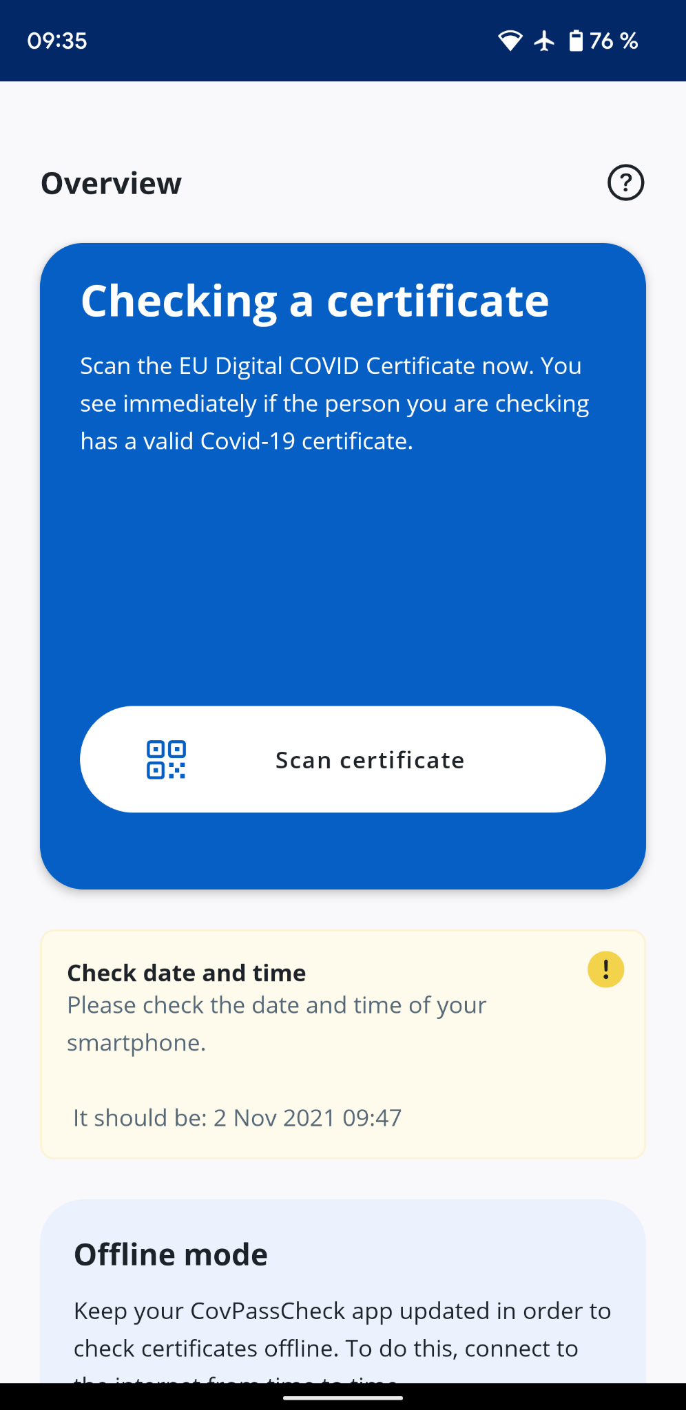 CovPassCheck Shows Warning Check Date And Time Issue 97 