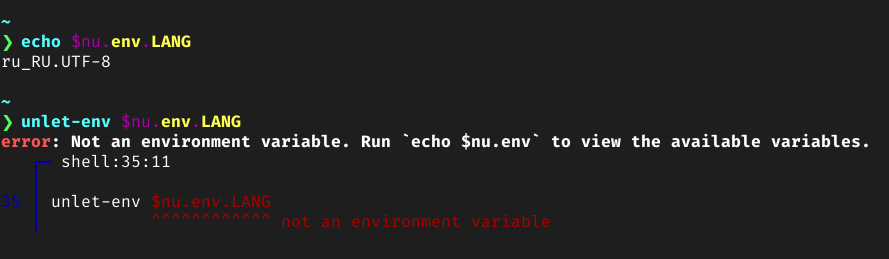 `let-env --undef` · Issue #3920 · nushell/nushell · GitHub