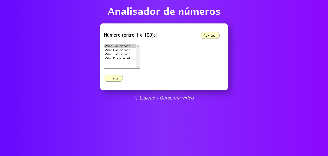 GitHub - LidianeMoreiraSilva/Analisador-de-numeros: Projeto desenvolvido no curso de JavaScript ...