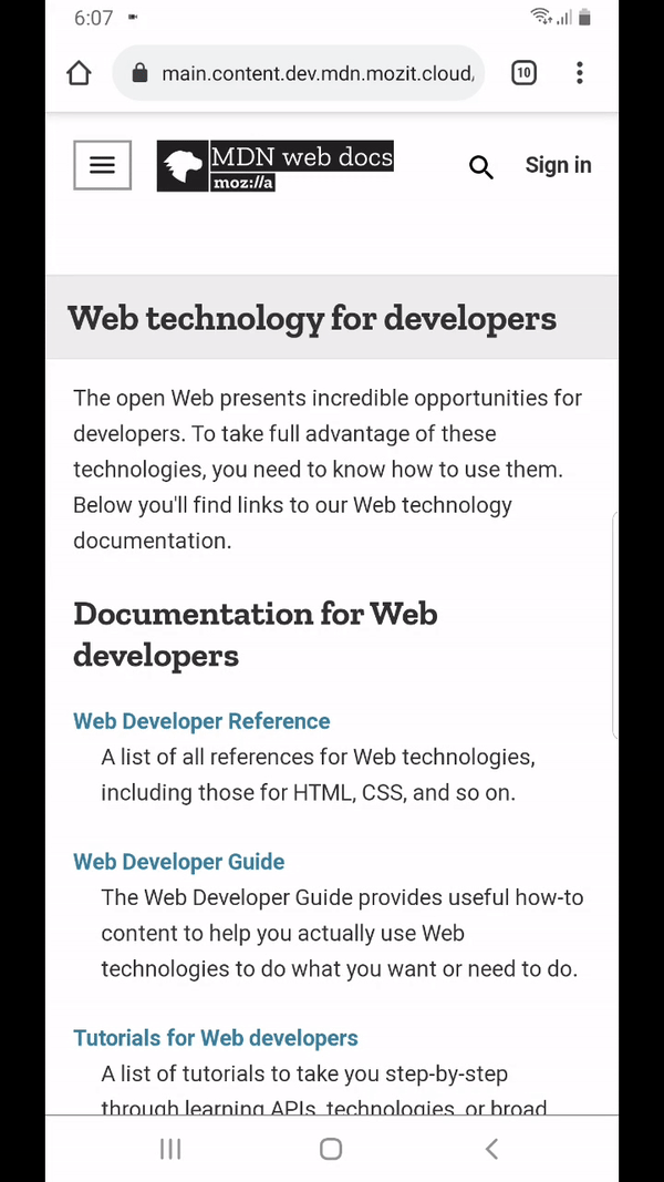 [Mobile Search] Display issues and lack of 'close search' button · Issue #1517 · mdn/yari · GitHub