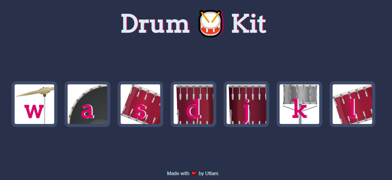 GitHub - uttammm/Drum-Kit: Drum kit website using JavaScript event ...