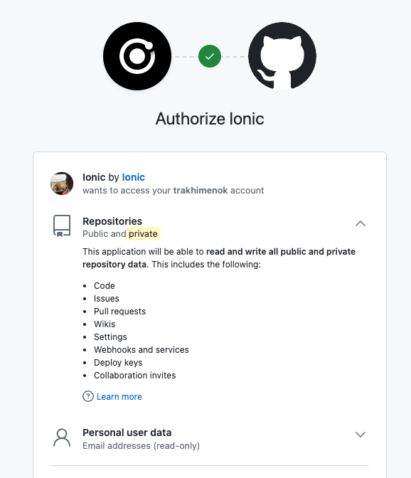Bug Ionic Forum Requesting Read Write Access To My Public And Private Repositories · Issue 27329