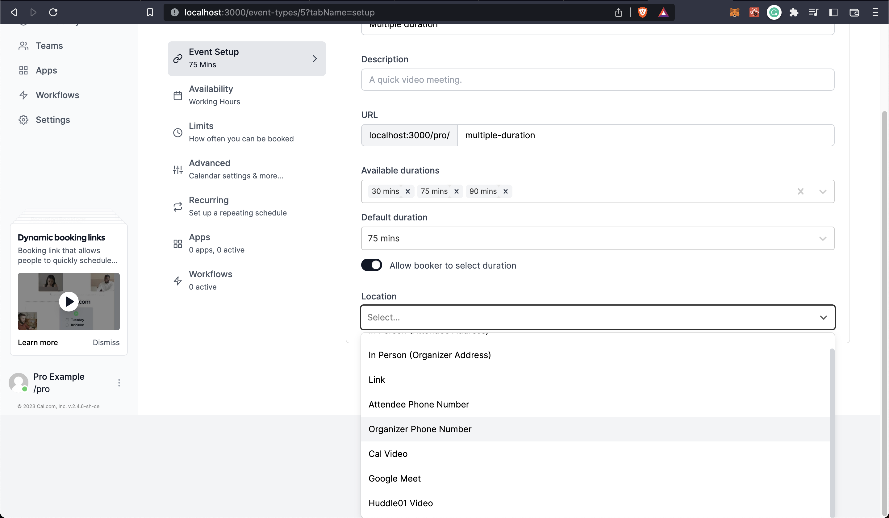 [CAL-737] Location dropdown is overflowing · Issue #6376 · calcom/cal.com · GitHub