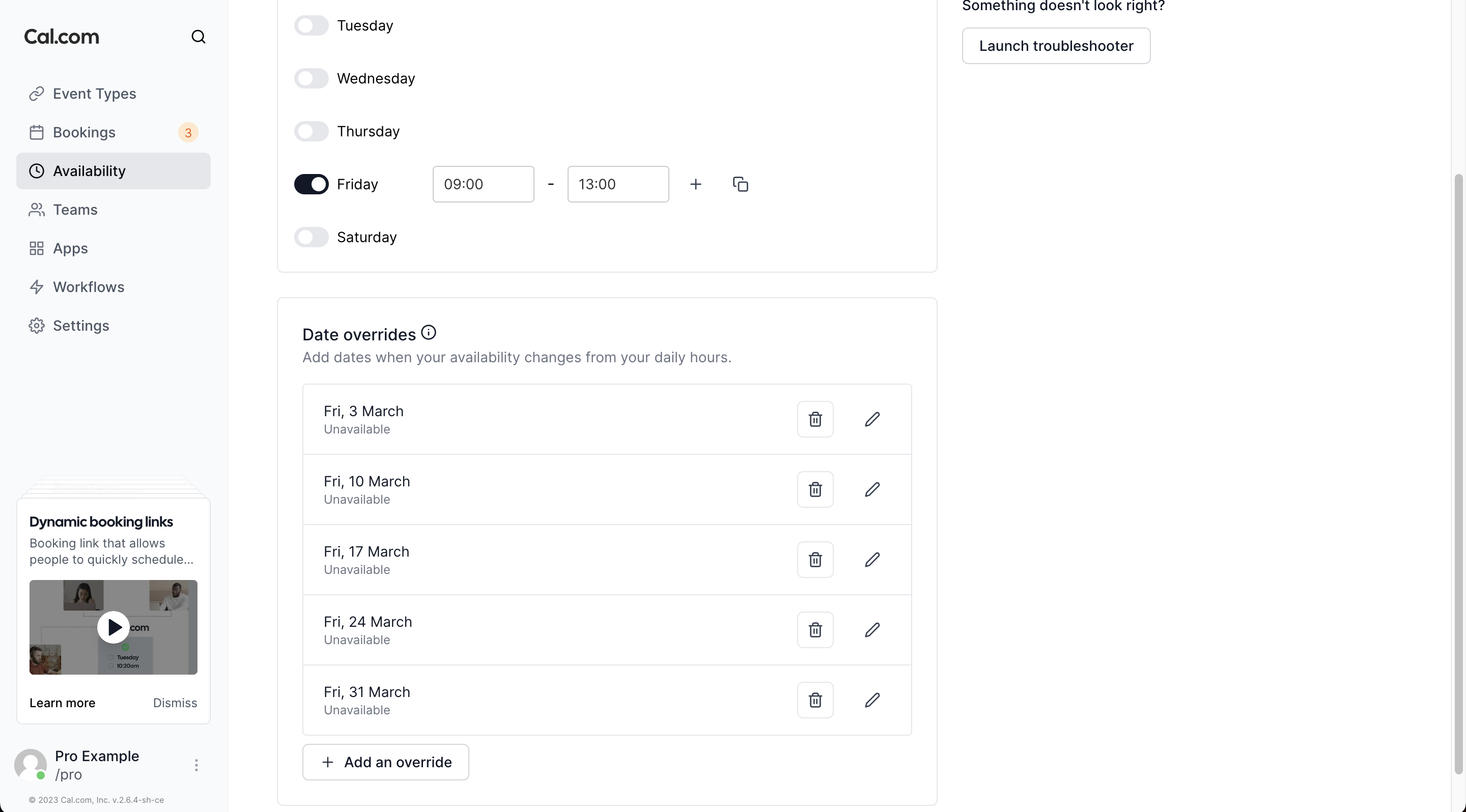 [CAL-1146] Date overrides bug · Issue #7307 · calcom/cal.com · GitHub