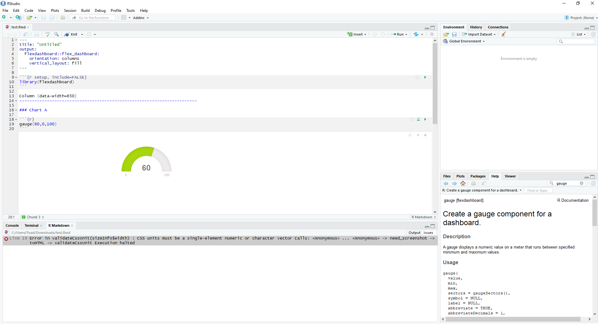 Gauges won't knit ("CSS" related error) · Issue #282 · rstudio/flexdashboard · GitHub