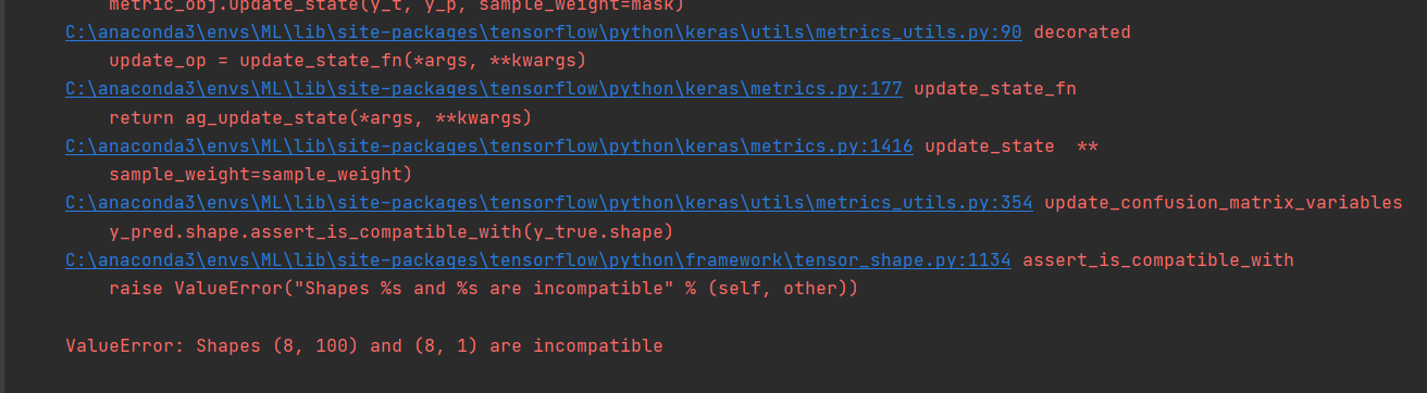 Valueerror Shapes 8 100 And 8 1 Are Incompatible · Issue 48680 · Tensorflow Tensorflow