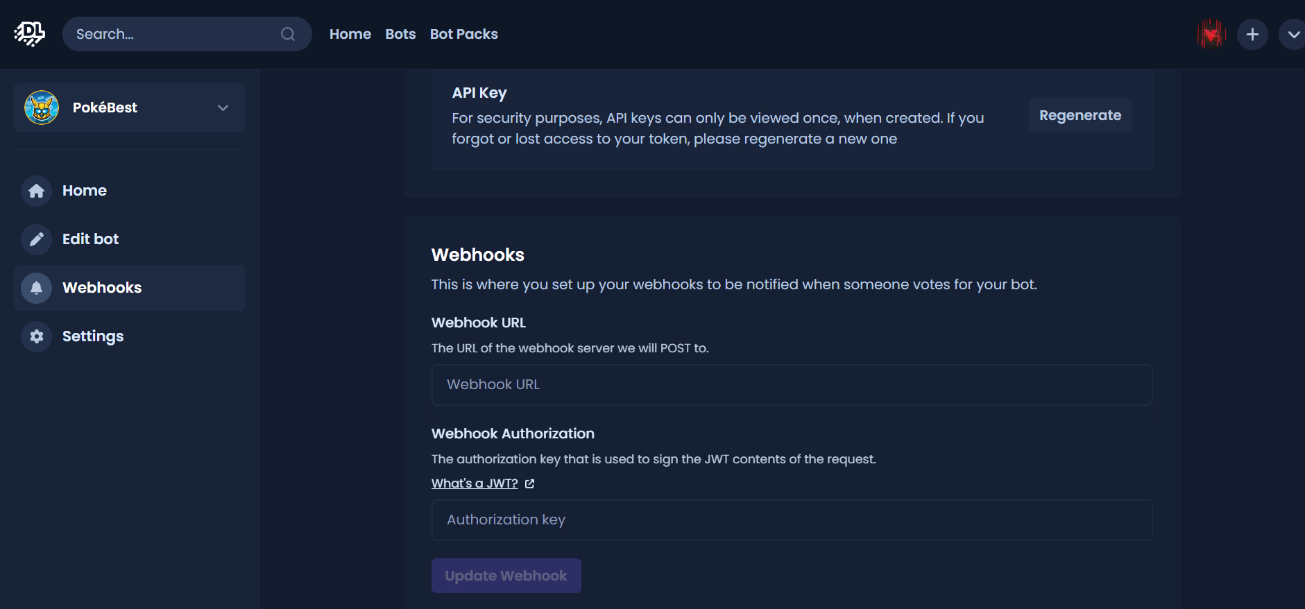 Updated Webhook but after refreshing the page · Issue #280 · discordlist-gg/beta-issues · GitHub