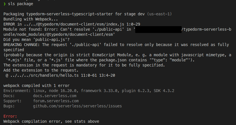 Bundling Error With Serverless Bundle · Issue 351 · Typedorm Typedorm · Github