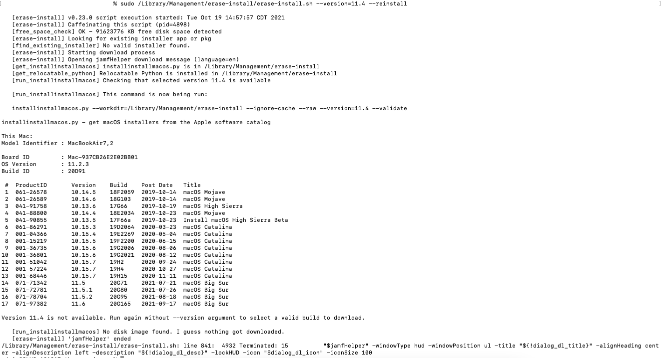 Says version 11.4 is not available. · Issue #129 · grahampugh/erase-install · GitHub