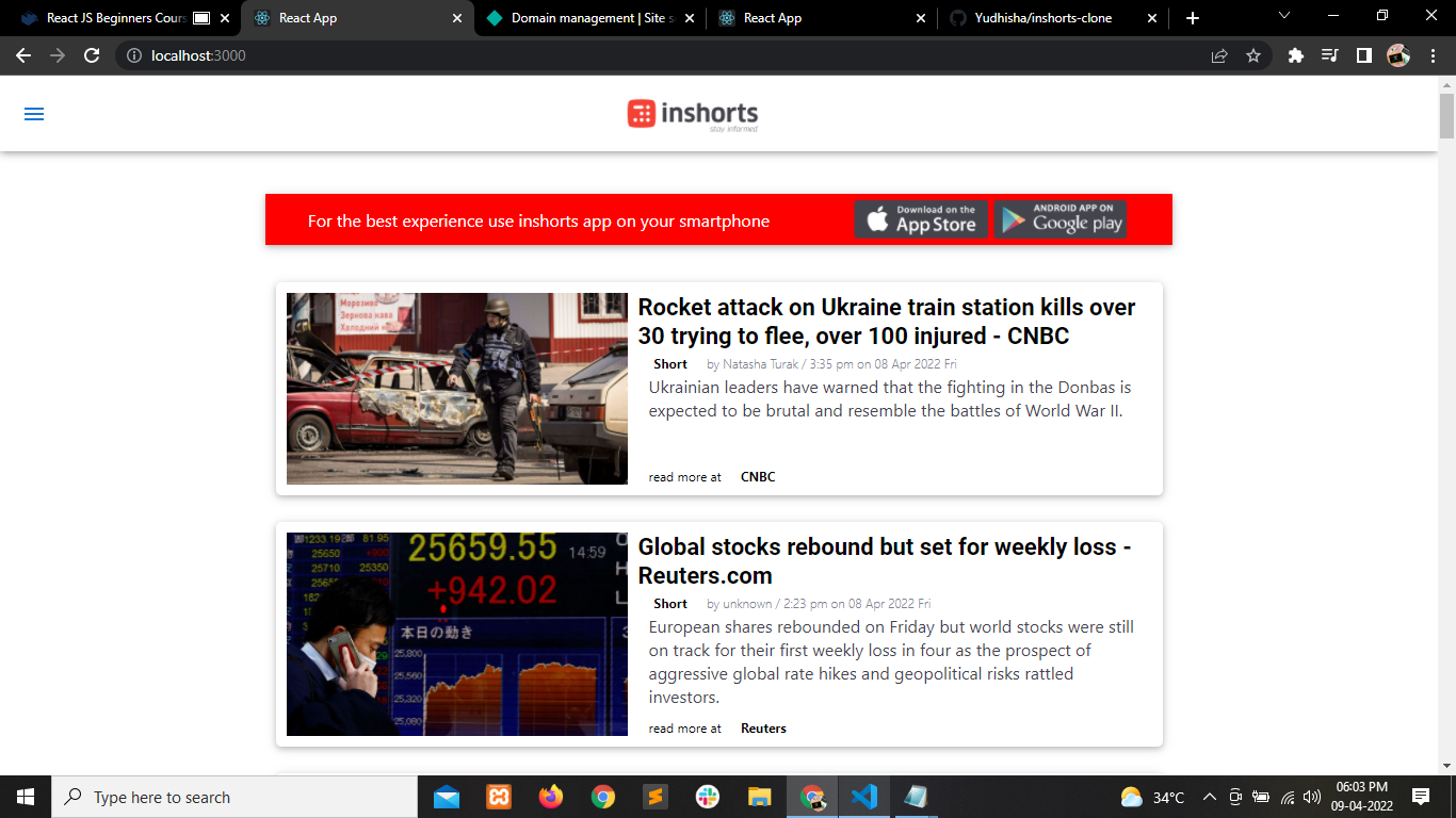 GitHub - Yudhisha/inshorts-clone