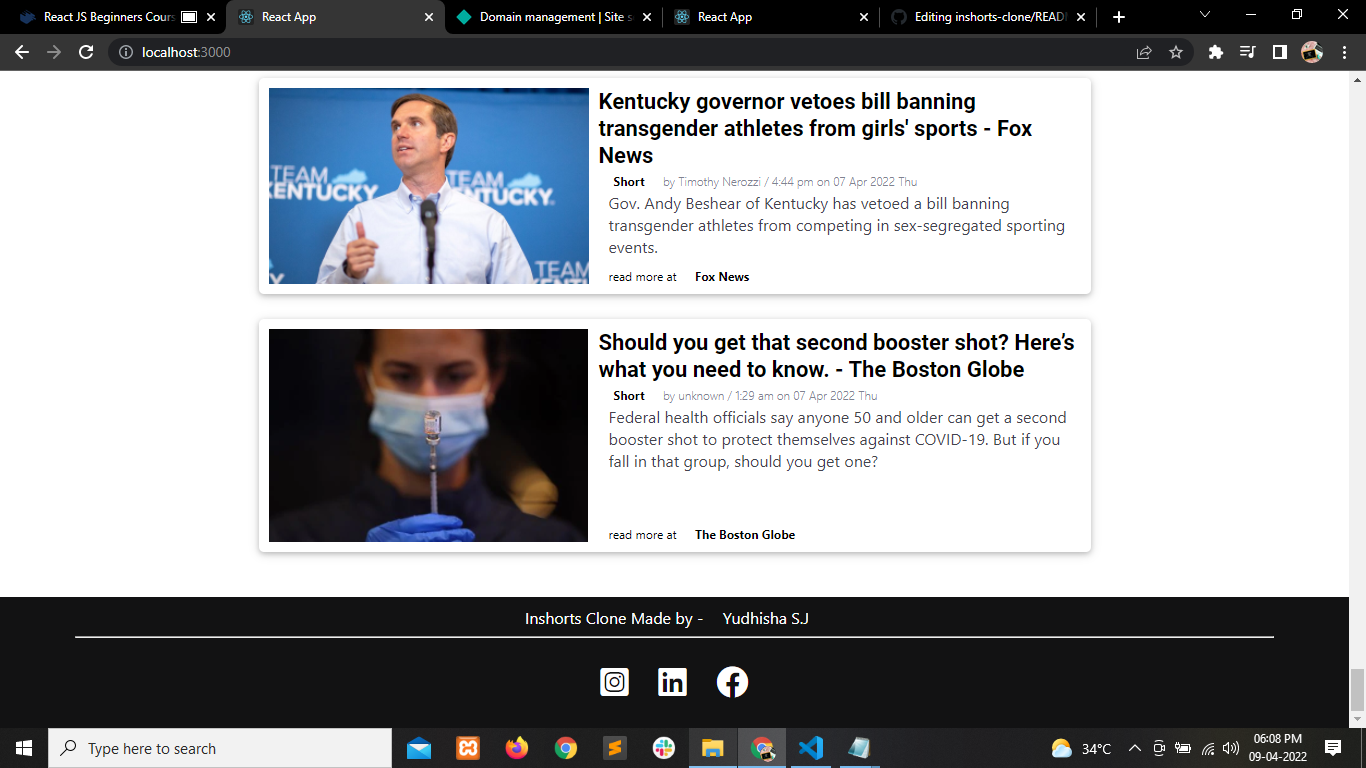 GitHub - Yudhisha/inshorts-clone