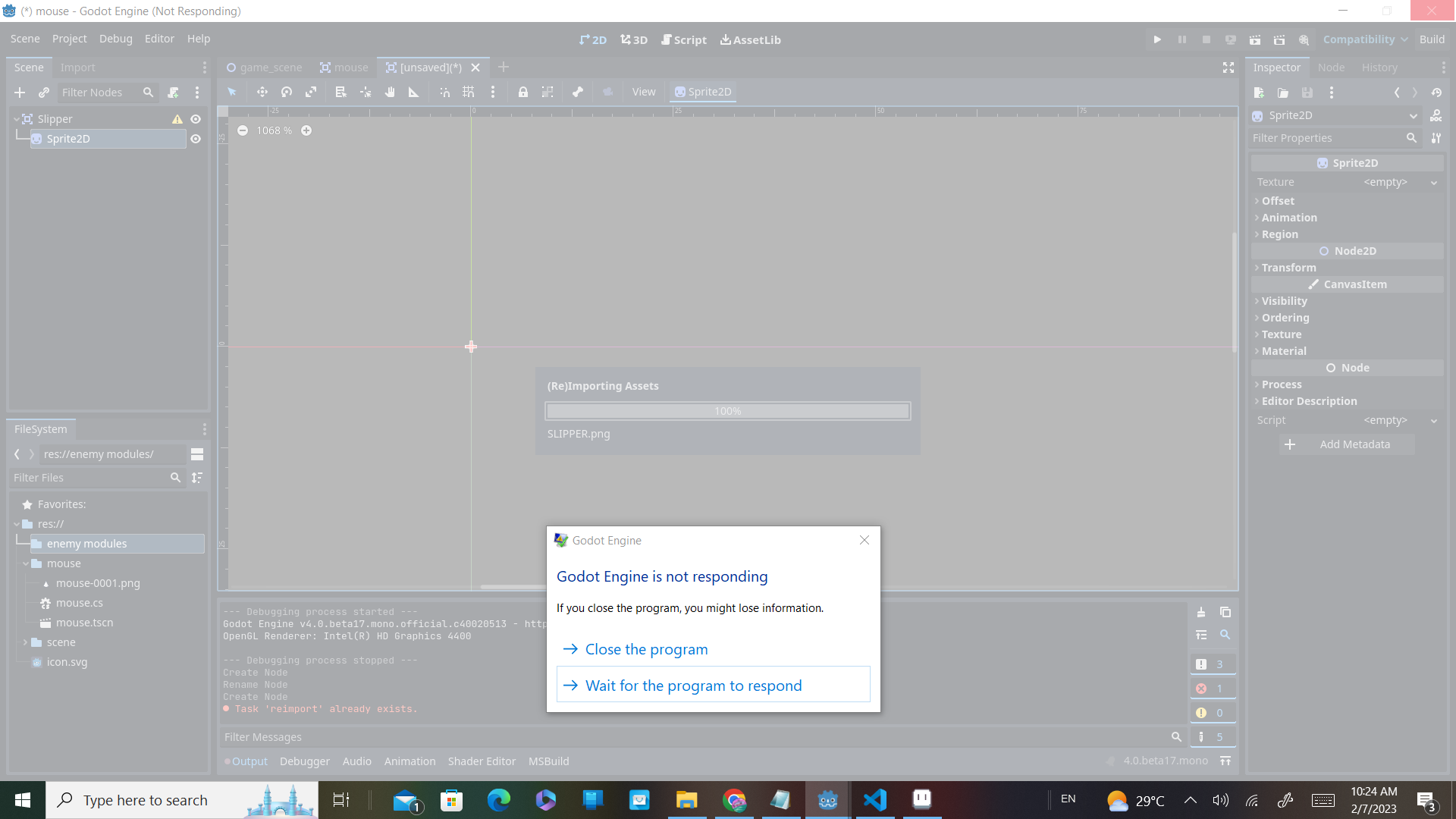 Re-importing assets crashes · Issue #72819 · godotengine/godot · GitHub