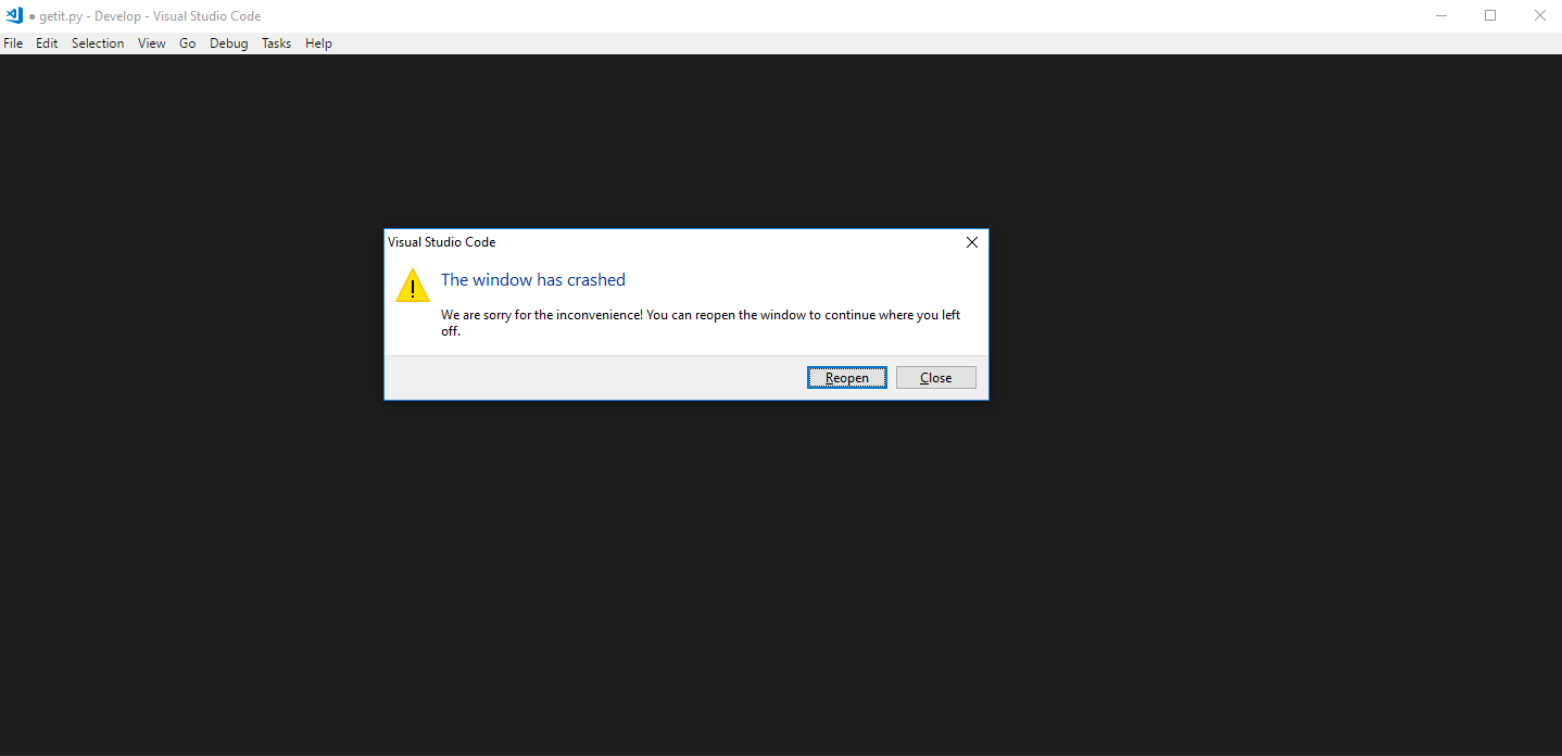 Crash Without Show Error, Just Stuck · Issue #54379 · microsoft/vscode ...