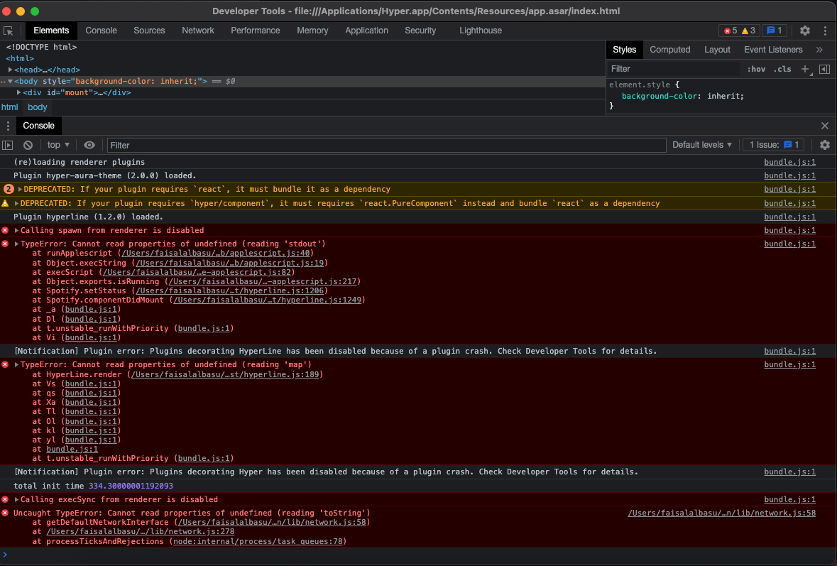 Plugins decorating Hyper has been disabled due to a plugin crash. · Issue #6335 · vercel/hyper ...