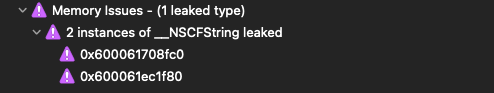 [Memory Issues] 2 instances of NSCFString leaked · Issue #479 · auth0/Auth0.swift · GitHub