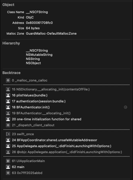 [Memory Issues] 2 instances of NSCFString leaked · Issue #479 · auth0/Auth0.swift · GitHub