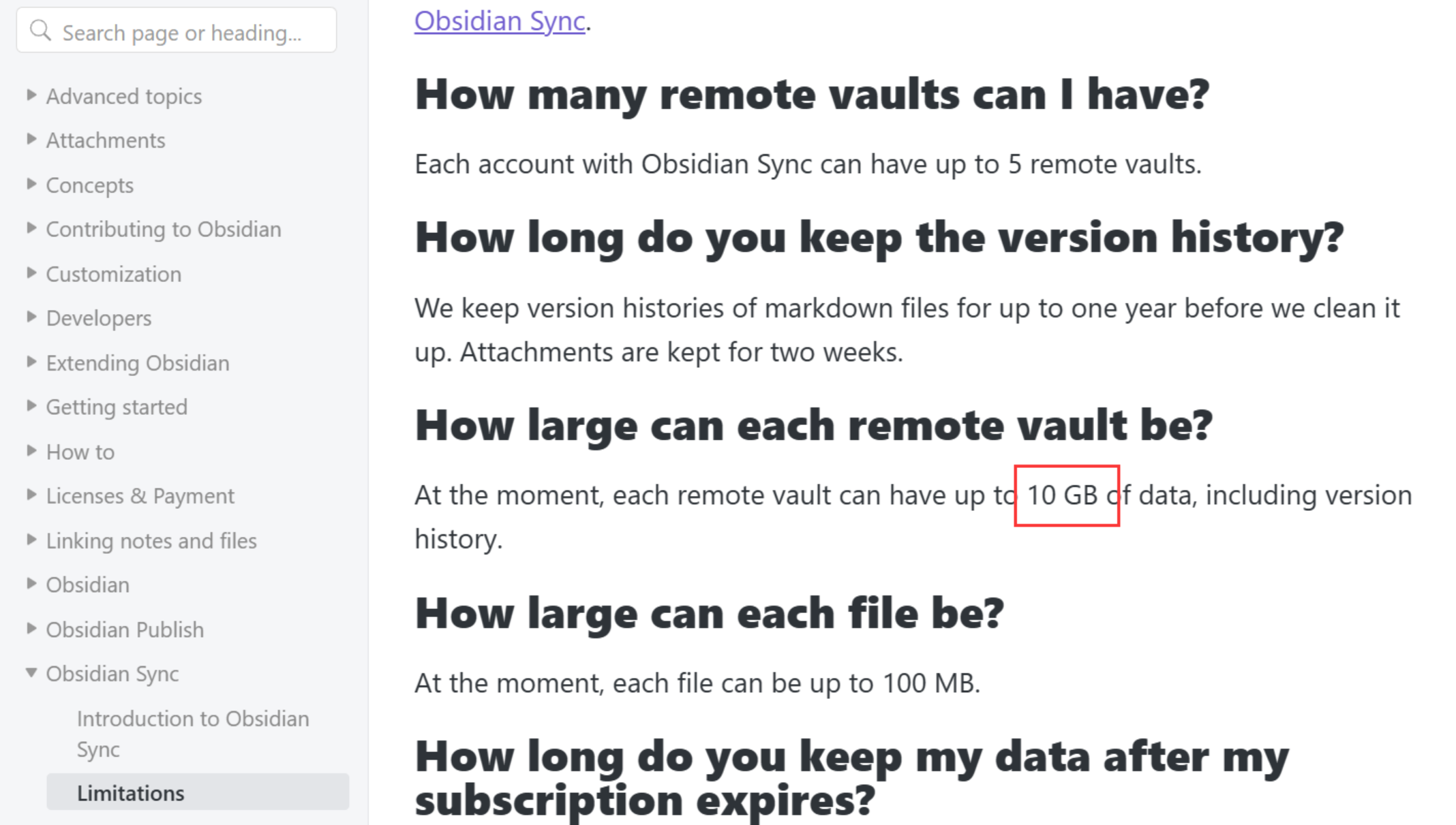 同步的空间容量和单文件限制，在中文帮助中有错误 · Issue #385 · obsidianmd/obsidian-help · GitHub