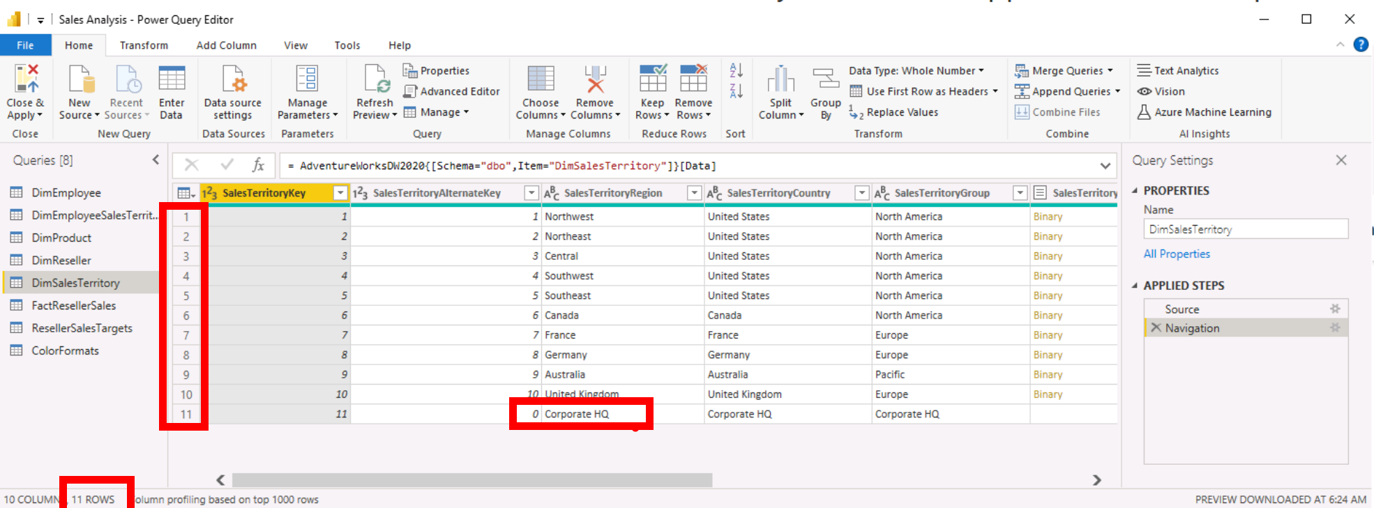 Region with 10 or 11 rows (Corporate HQ has been removed from the lab?) · Issue #111 ...